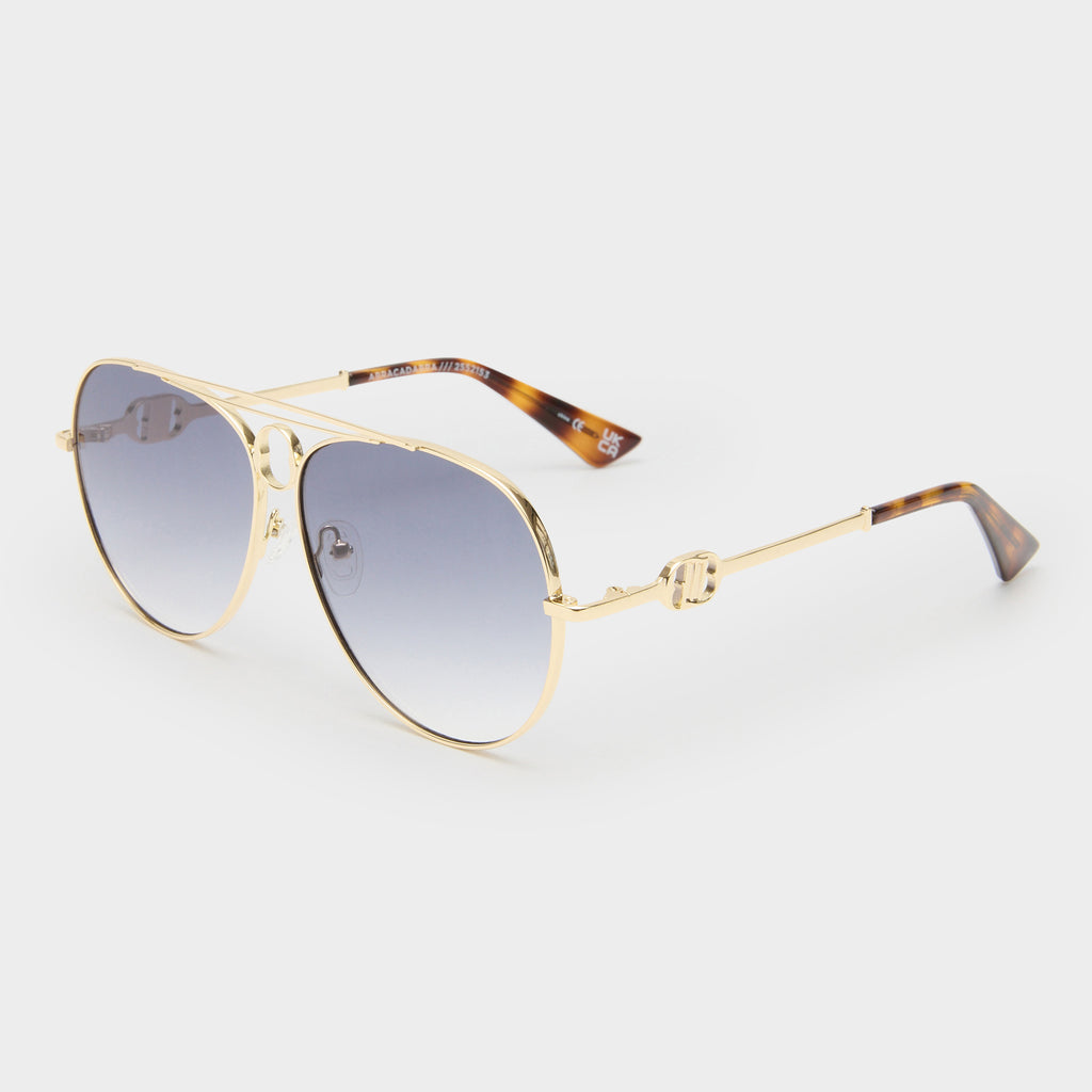 Abracadabra Bright Gold Female Aviator Sunglasses | Le Specs
