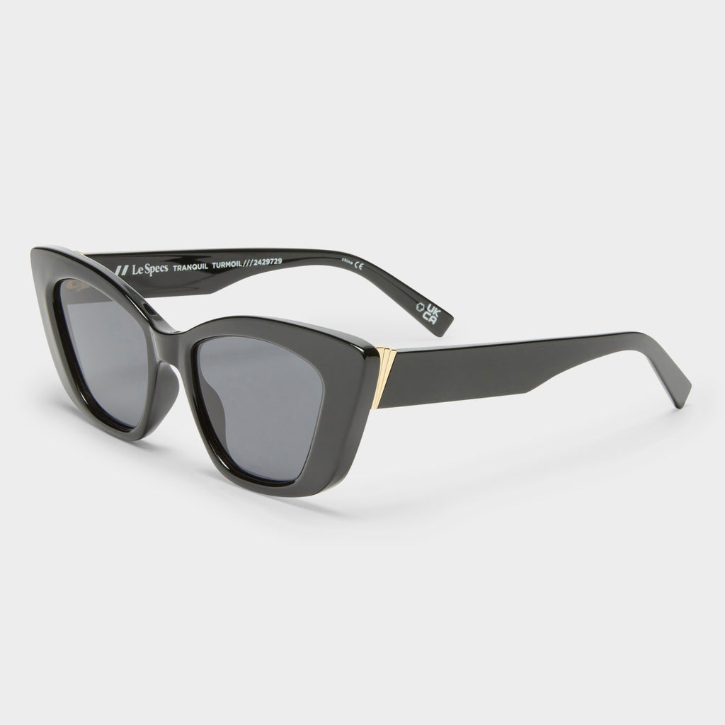 Tranquil Turmoil Black Female Cat-Eye Sunglasses | Le Specs