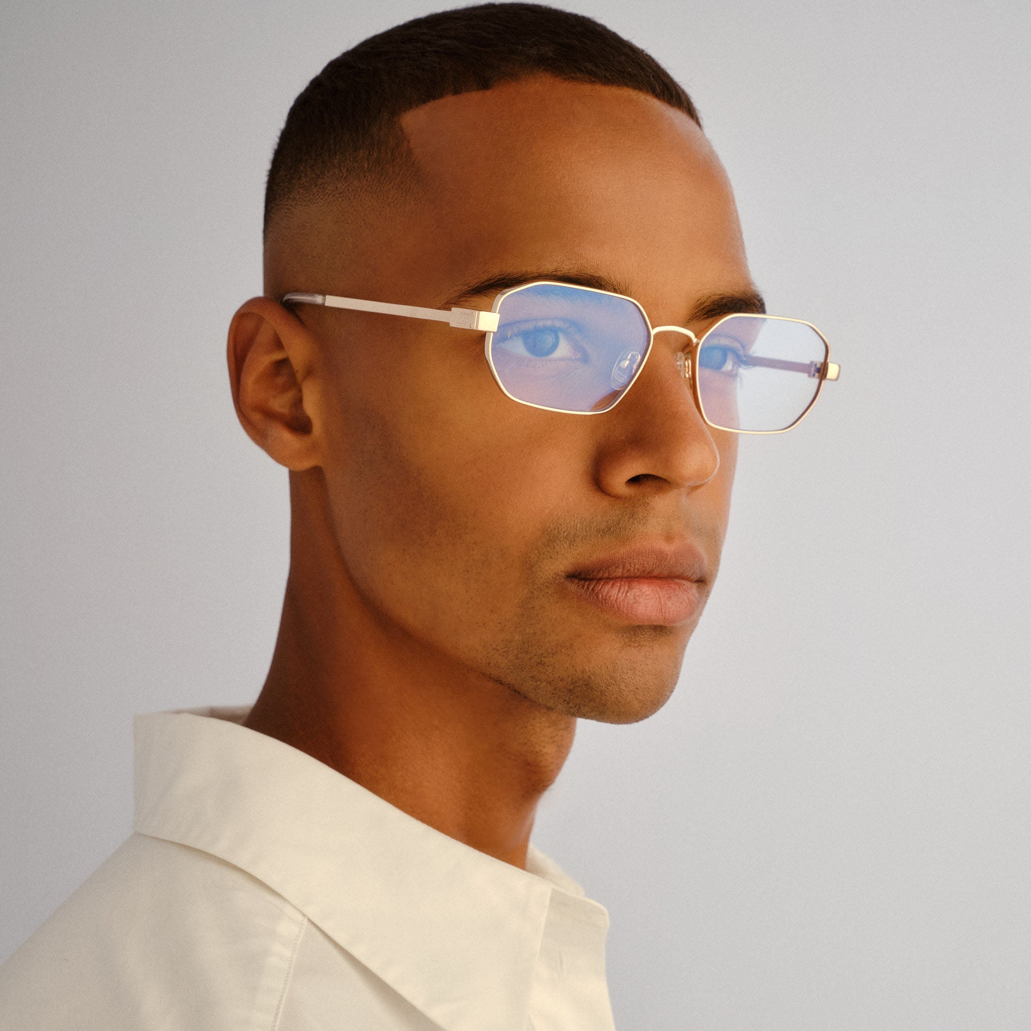 Mythic Gold Uni-Sex Octagon Blue Light | Le Specs