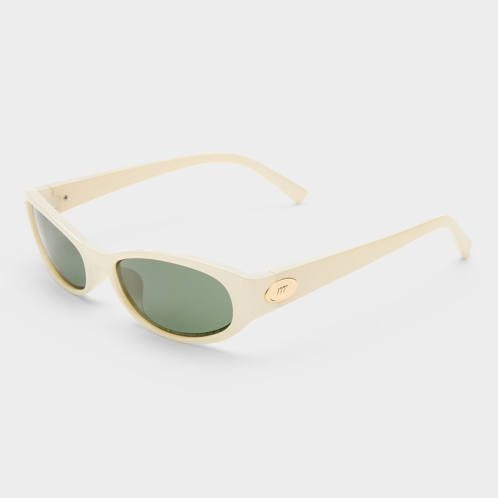 Popalicious Wide Fit Pearl Ivory Female Oval Sunglasses | Le Specs